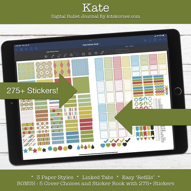 Kate : Digital Bullet Journal - Etsy