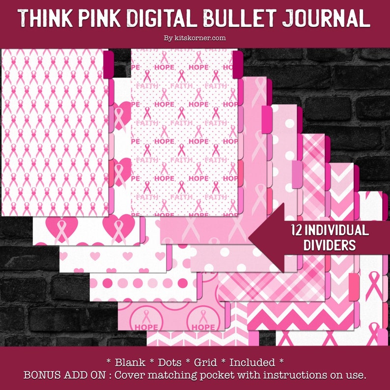 Think Pink Digital Bullet Journal Planner Notebook - Etsy