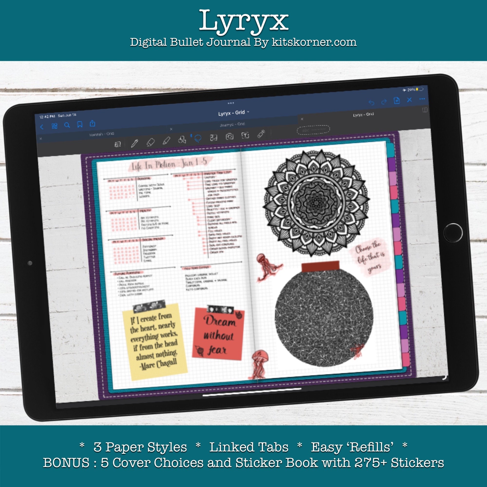 Lyryx : Digital Bullet Journal - Etsy