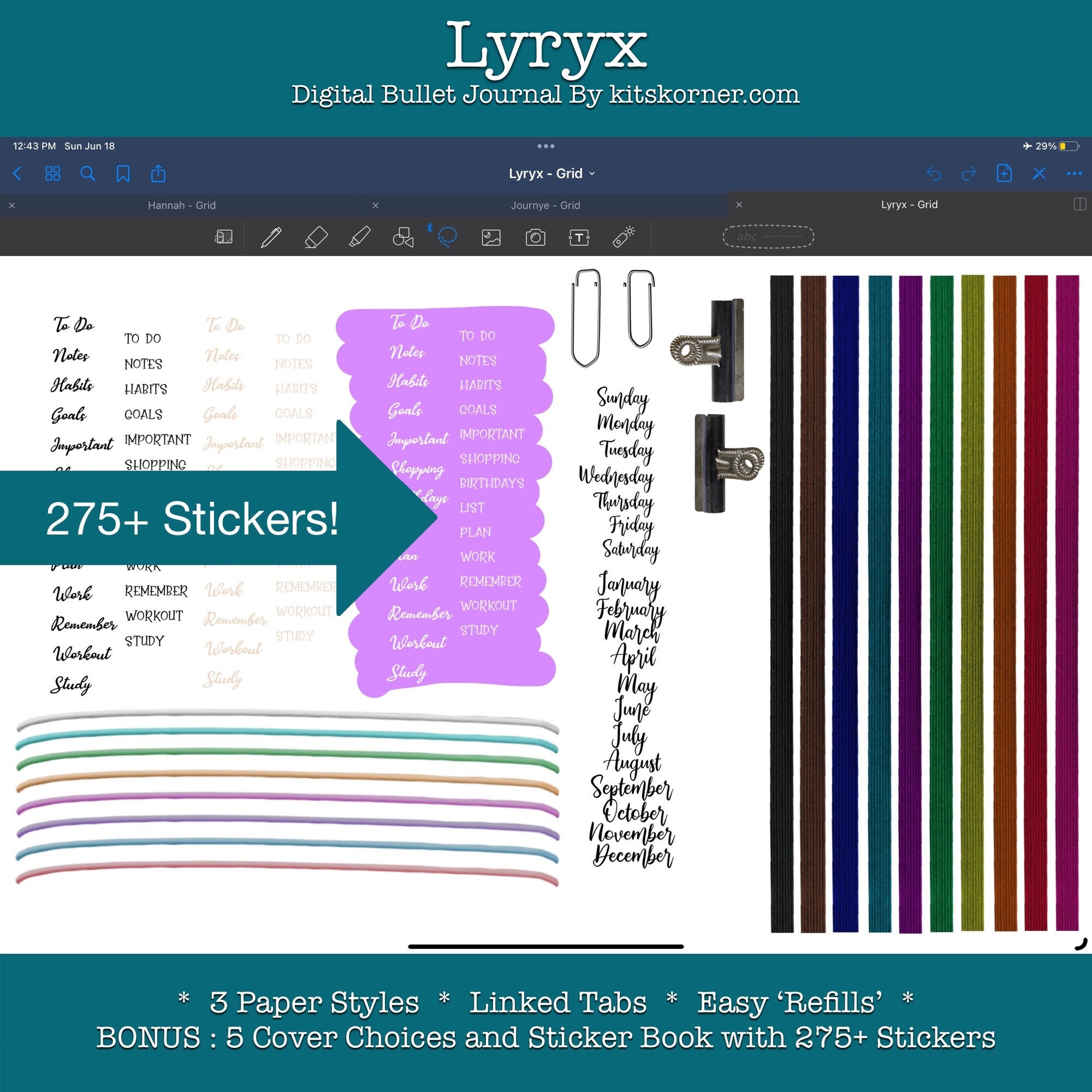 Lyryx : Digital Bullet Journal - Etsy