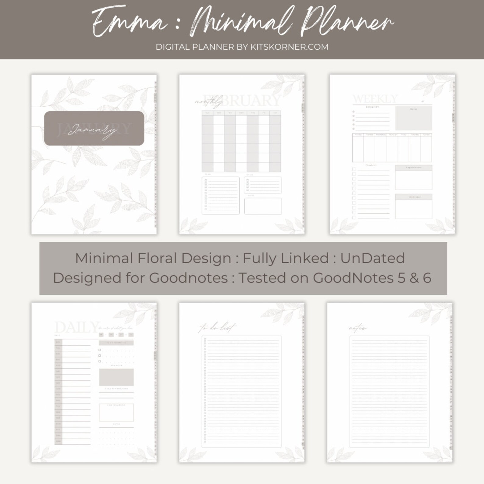 Emma Minimal Digital Planner - Etsy