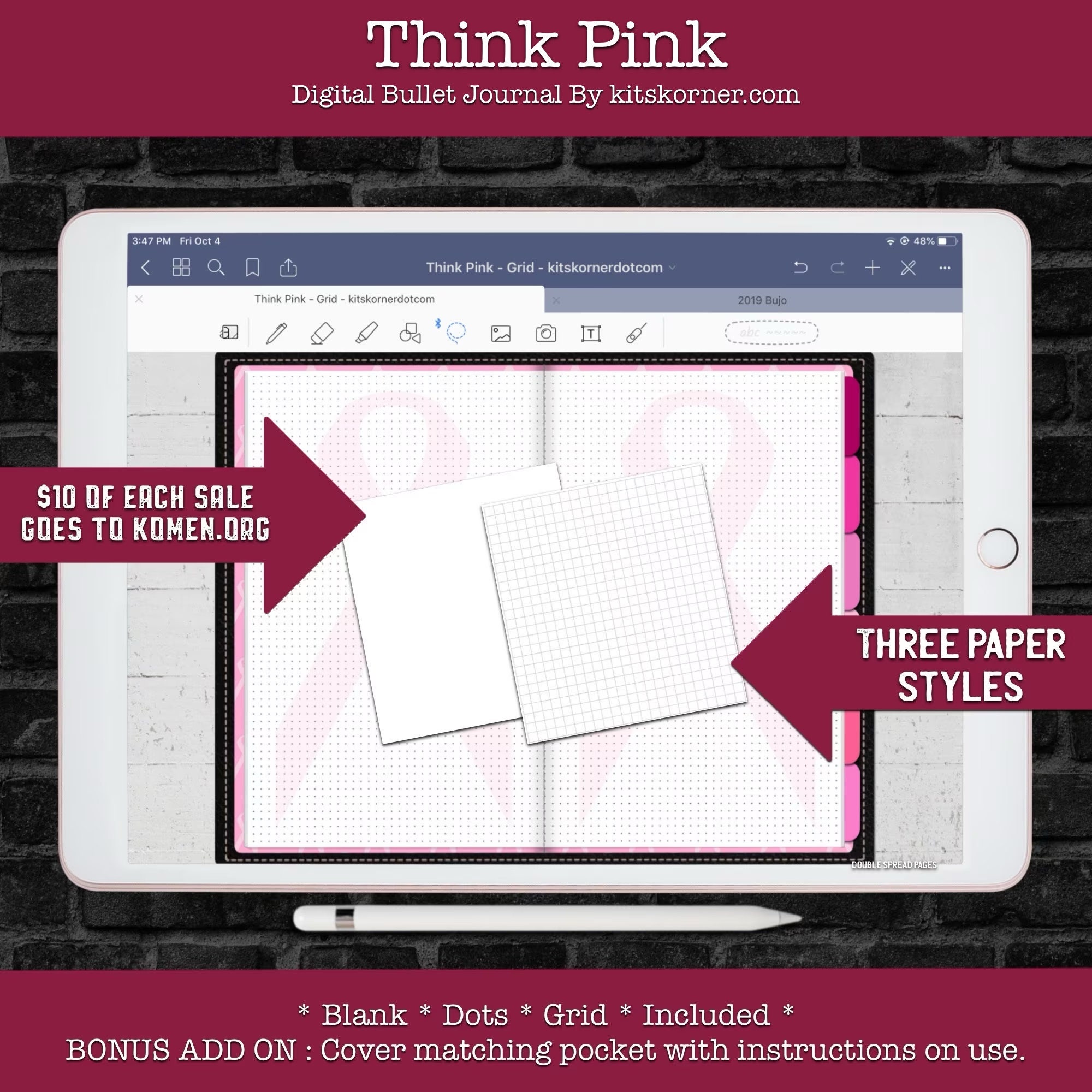 Think Pink : Digital Bullet Journal Planner Notebook - Etsy