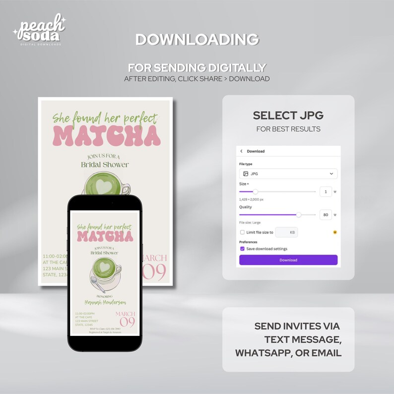 Matcha Bridal Shower Invitation: Tea Party Invite, Editable Canva ...