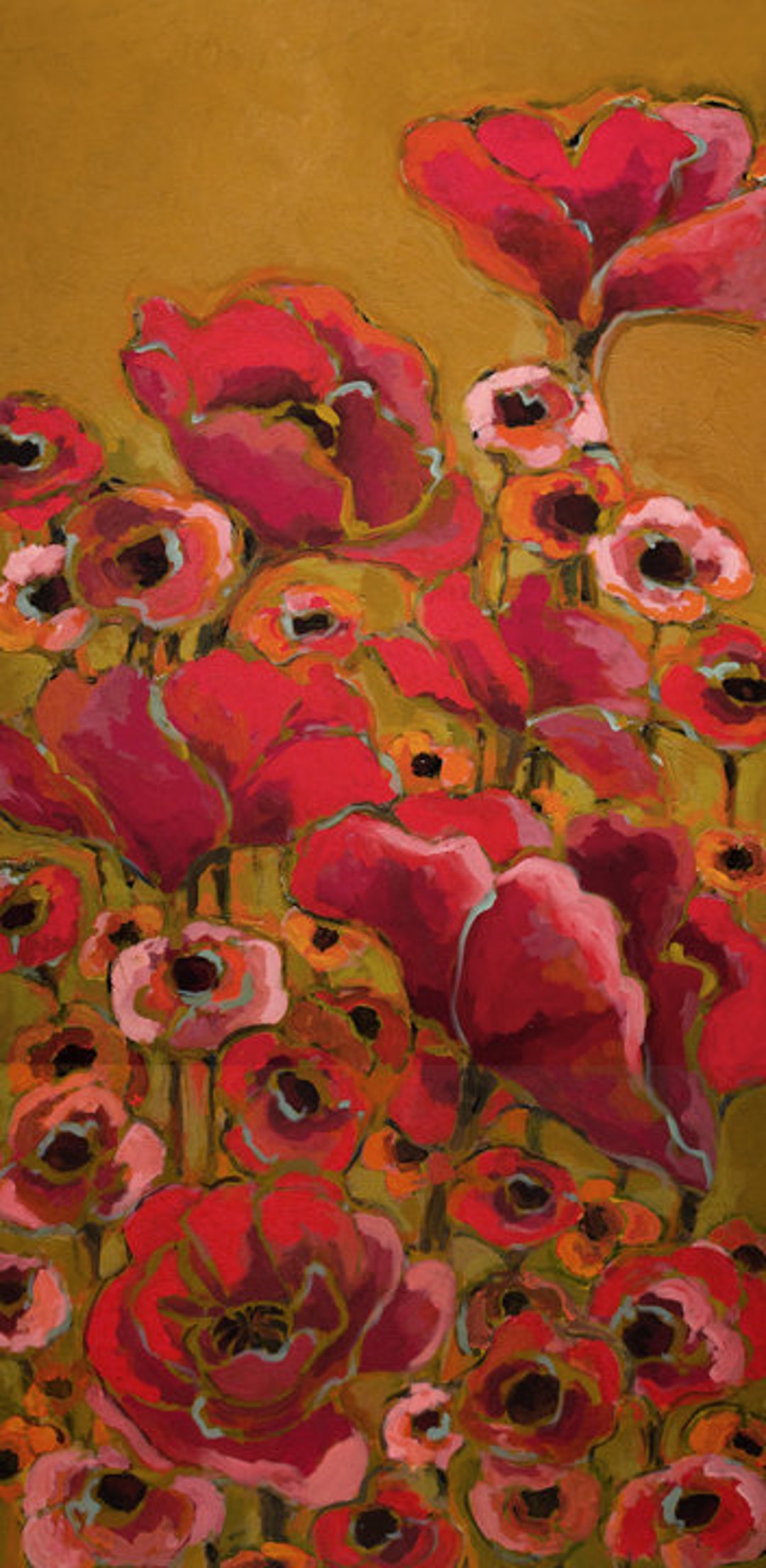 Poppy Parade Art Print – Vertical Floral Wall Decor (24 X 12) - Etsy