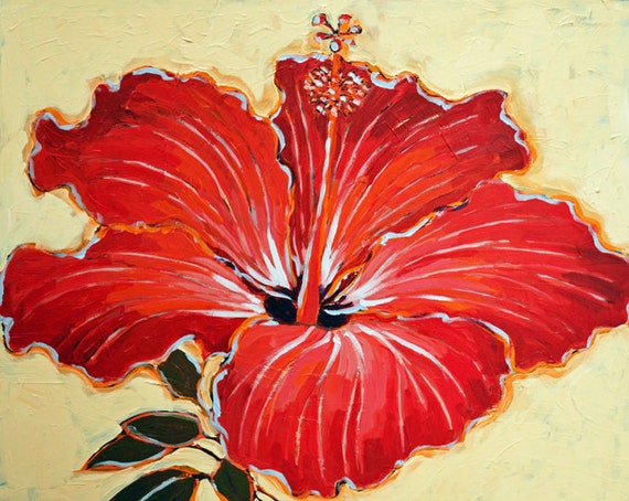 Hibiscus Art Print/red Hibiscus/hibiscus Flower Print/floral | Etsy