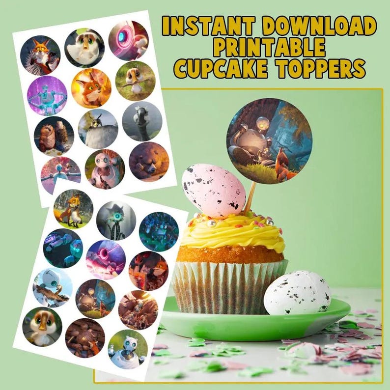 Printable Wild Robot Cupcake Toppers Brightbill Fink Roz | DIY Birthday ...