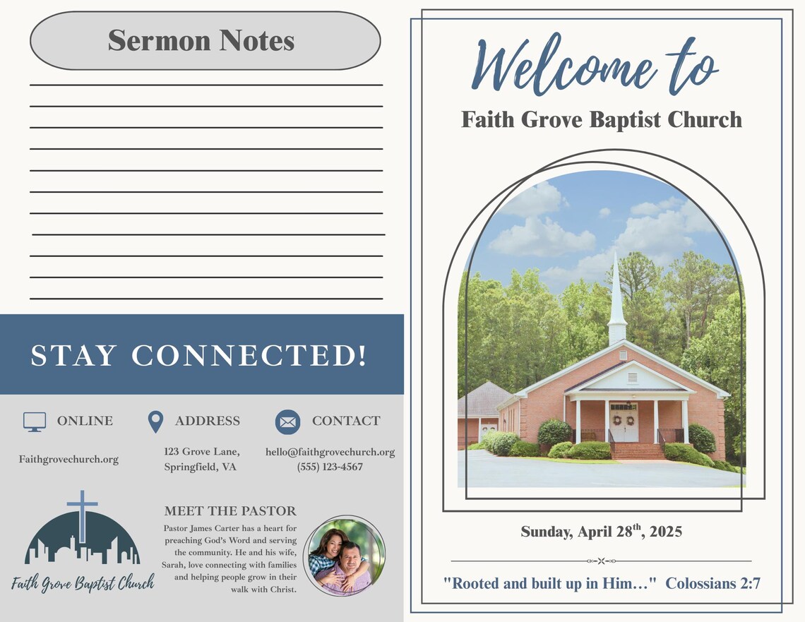 Editable Church Bulletin Template | Printable Welcome Bulletin | Faith ...