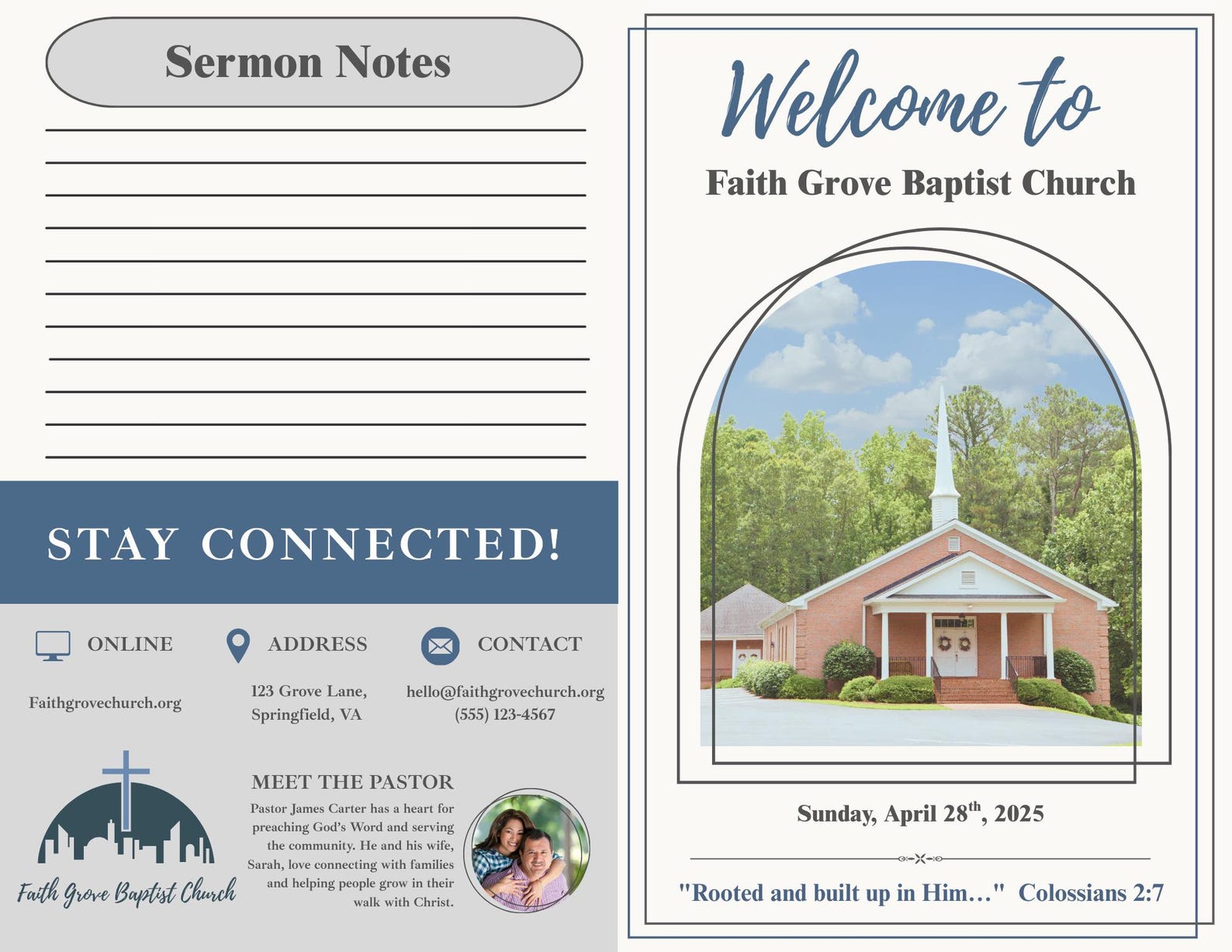 Editable Church Bulletin Template | Printable Welcome Bulletin | Faith ...