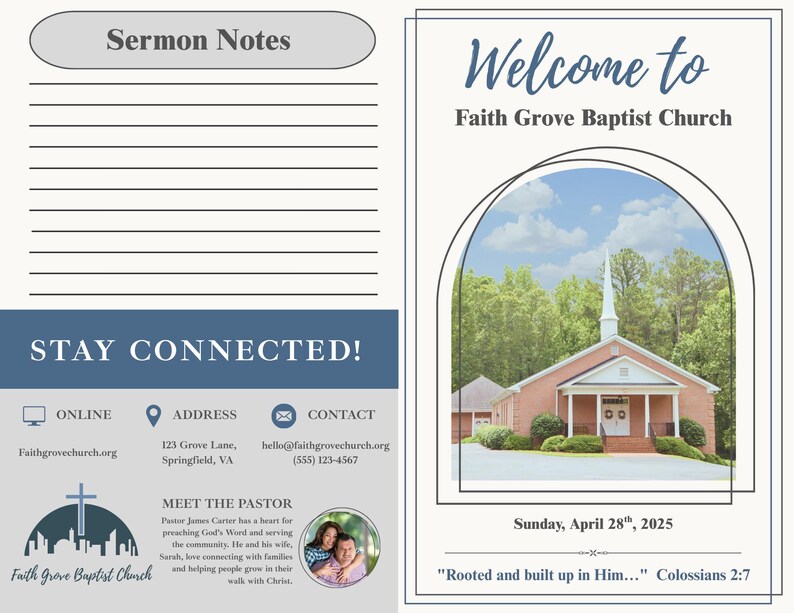 Editable Church Bulletin Template | Printable Welcome Bulletin | Faith ...