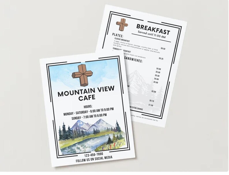 Custom Church Cafe Menu Design: Printable Restaurant Menu (PDF) - Etsy