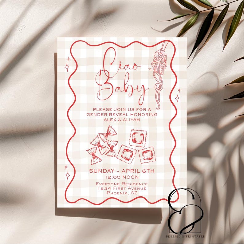 Ciao Baby Gender Reveal Invitation | Editable Canva Template | Italian ...