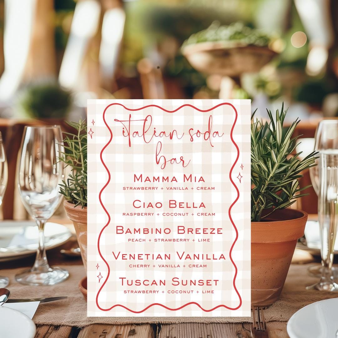 Ciao Baby Italian Soda Bar Menu | Editable Canva Template | Gender ...