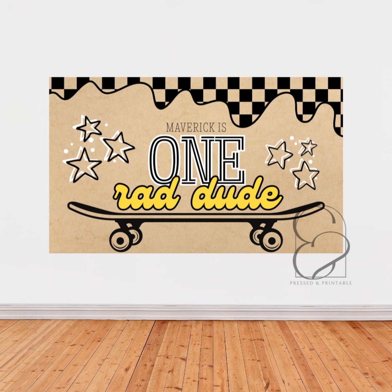 One Rad Dude Printable Banner | Skateboard First Birthday Decor ...