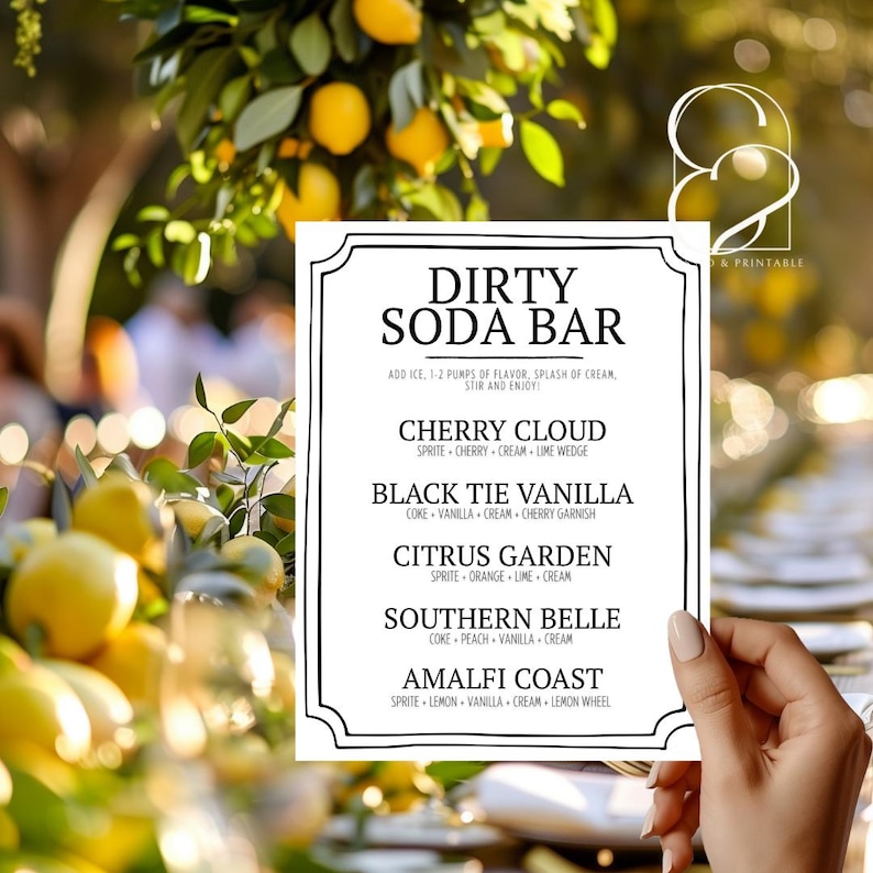 Dirty Soda Bar Template | Menu Sign | Party Drink Station | Mocktail ...