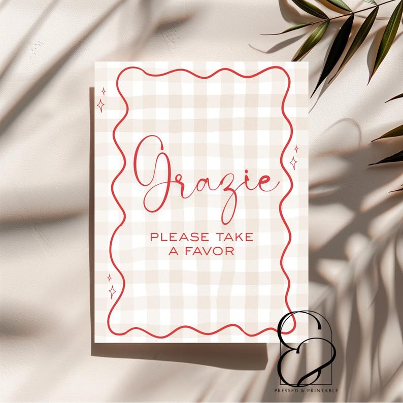 Ciao Baby Favor Sign | Grazie Please Take a Favor | Italian Baby Shower ...