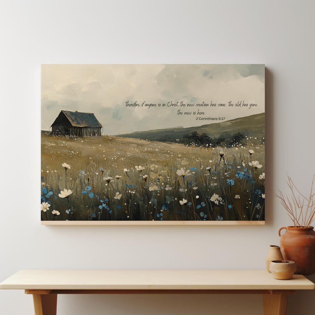 Custom 2 Corinthians 5:17 Wall Art, Rustic Field Barn With Bible Verse ...