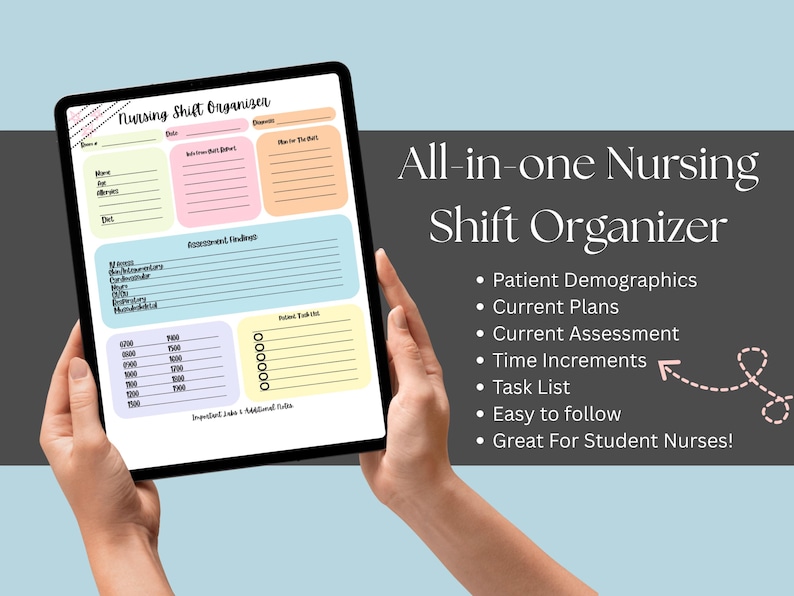 Nursing Student Shift Organizer | Clinical Planner Printable PDF ...