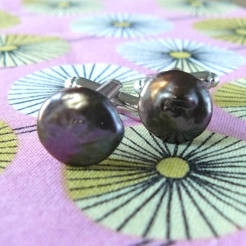 Black Coin Pearl Cufflinks - Etsy