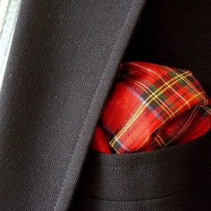 Red Glitter Plaid Cotton Pocket Square With Hand-rolled Hems - Etsy