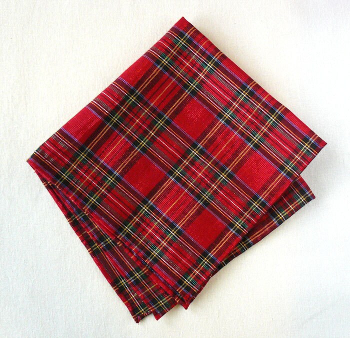 Red Glitter Plaid Cotton Pocket Square With Hand-rolled Hems - Etsy