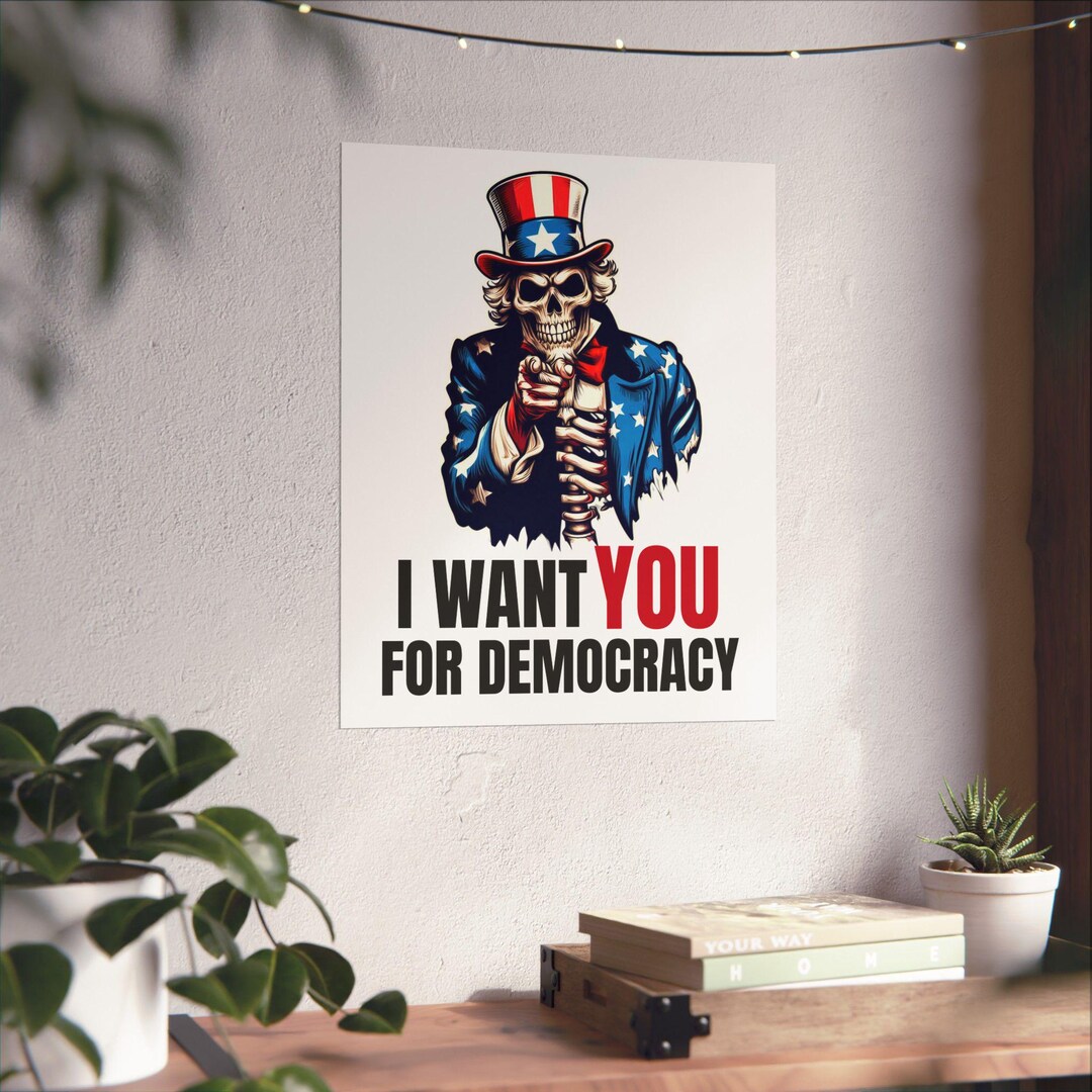 Skull Sam - Pro Democracy Poster, Vintage Wall Art, Political Decor ...