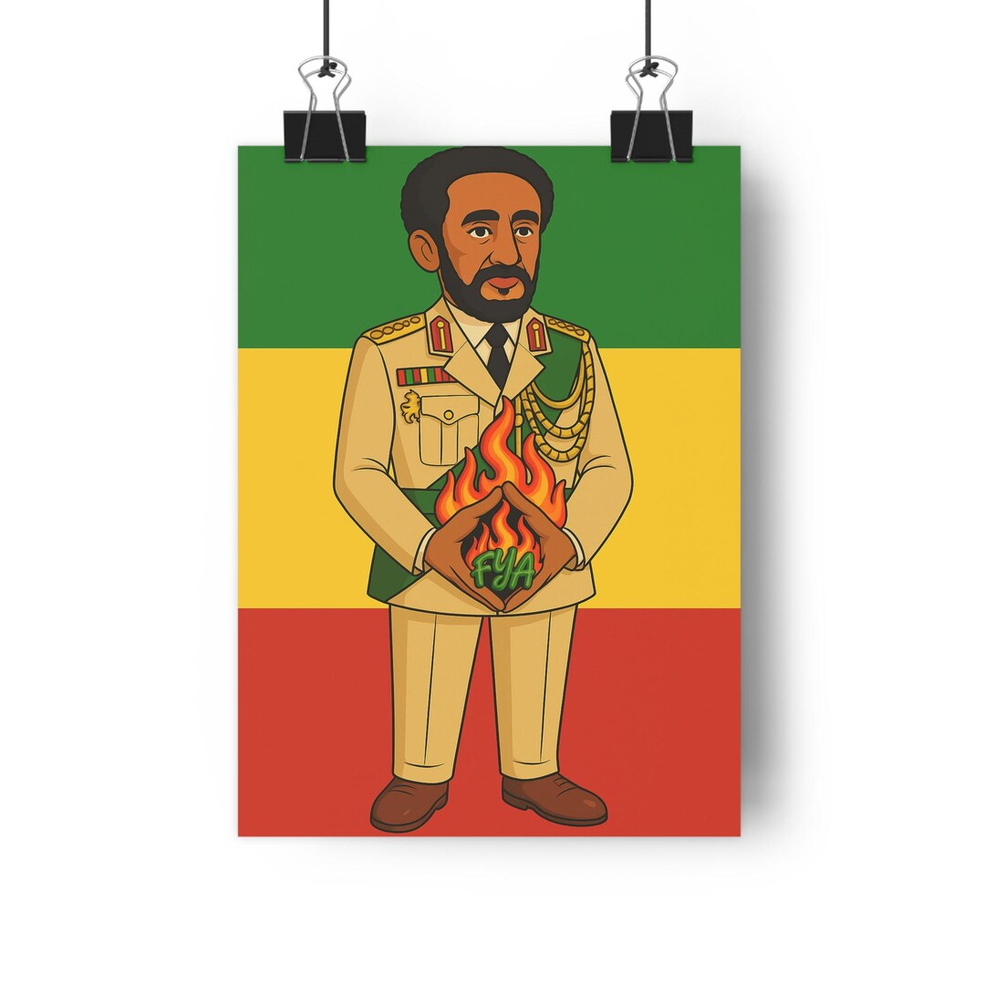 Haile Selassie-inspired Rasta Wall Art FYA Flame Poster, Reggae Culture Decor - Etsy