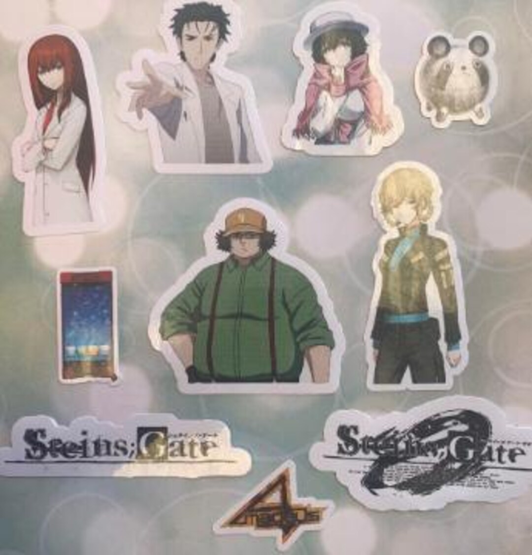 Steins Gate Anime Sticker Set – 11 Vinyl Stickers + Metal Upa – Glossy ...