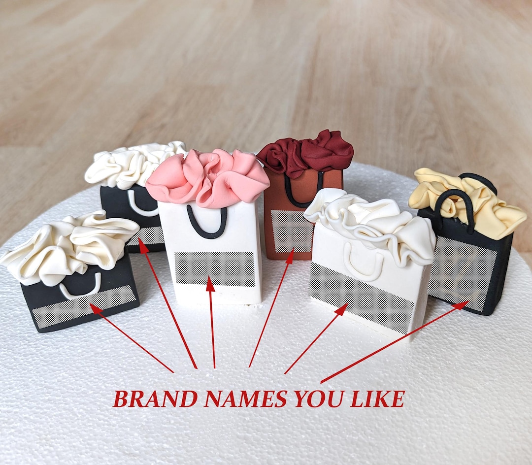 Luxury Shopping Bag Cake Toppers – Edible Fondant Gift Bags With Custom ...