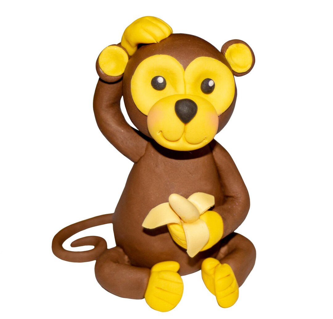 Monkey Cake Topper – Handmade Fondant Monkey With Banana | Jungle ...