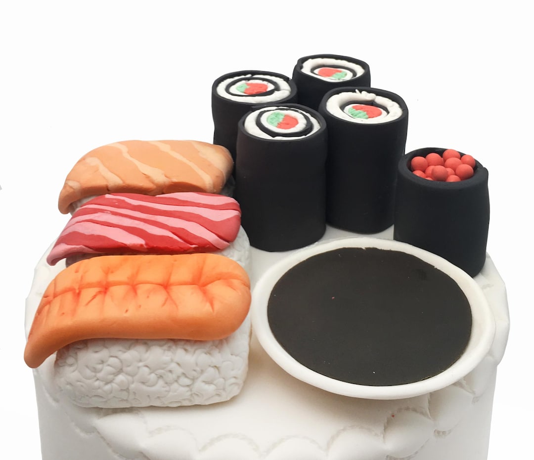 Sushi Cake Toppers. Edible Japanese Nigiri & Maki Roll Decorations for ...