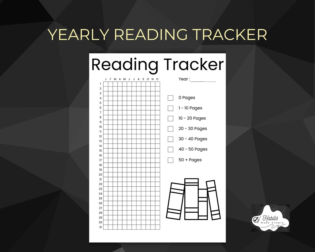 Yearly Reading Tracker Printable, Year in Pixels, Daily Reading - Etsy