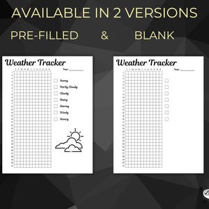 Yearly Weather Tracker Printable, Year in Pixels, Weather Log - Etsy