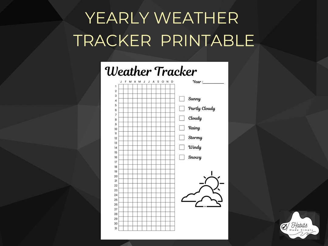 Yearly Weather Tracker Printable, Year in Pixels, Weather Log - Etsy