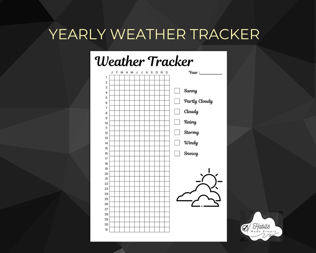 Yearly Weather Tracker Printable, Year in Pixels, Weather Log - Etsy ...