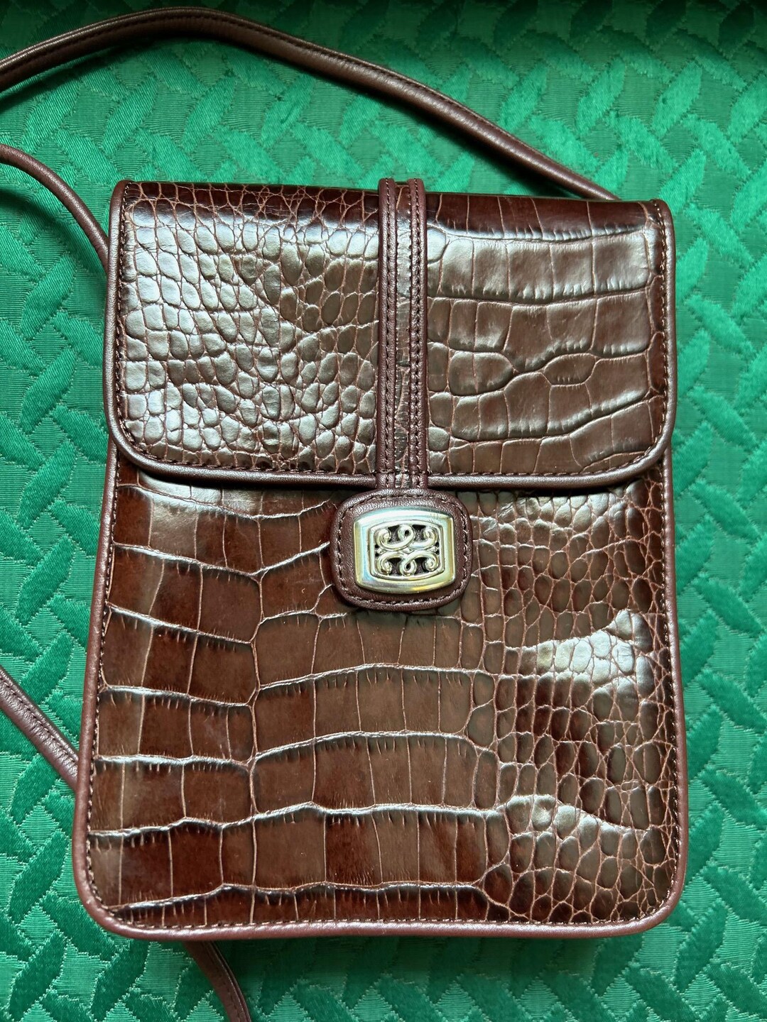 BRIGHTON One World - Smooth & Croc Embossed Leather - Crossbody Bag ...