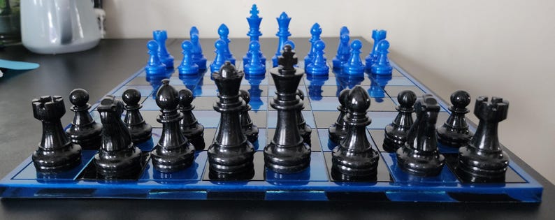 Bold Black & Blue Chess Set - Etsy