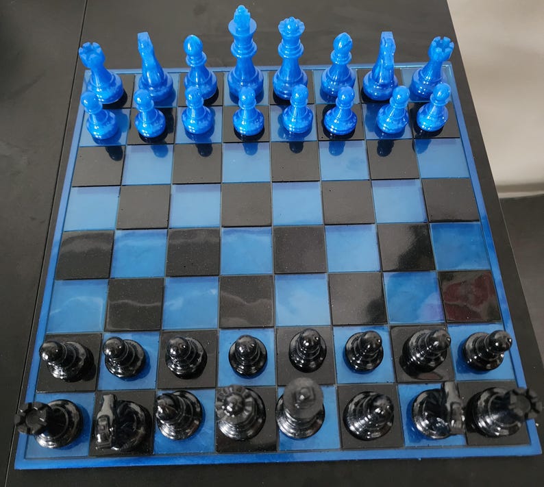 Bold Black & Blue Chess Set - Etsy