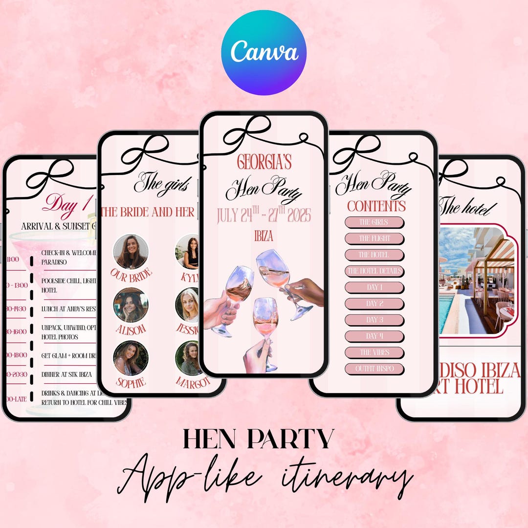 Editable Hen Party Itinerary Template | Modern Pink Bachelorette ...