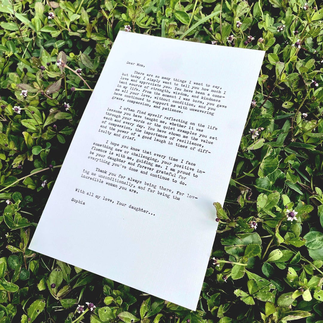 Custom Typewritten Letter – Personalized Love, Apology, Birthday, or ...