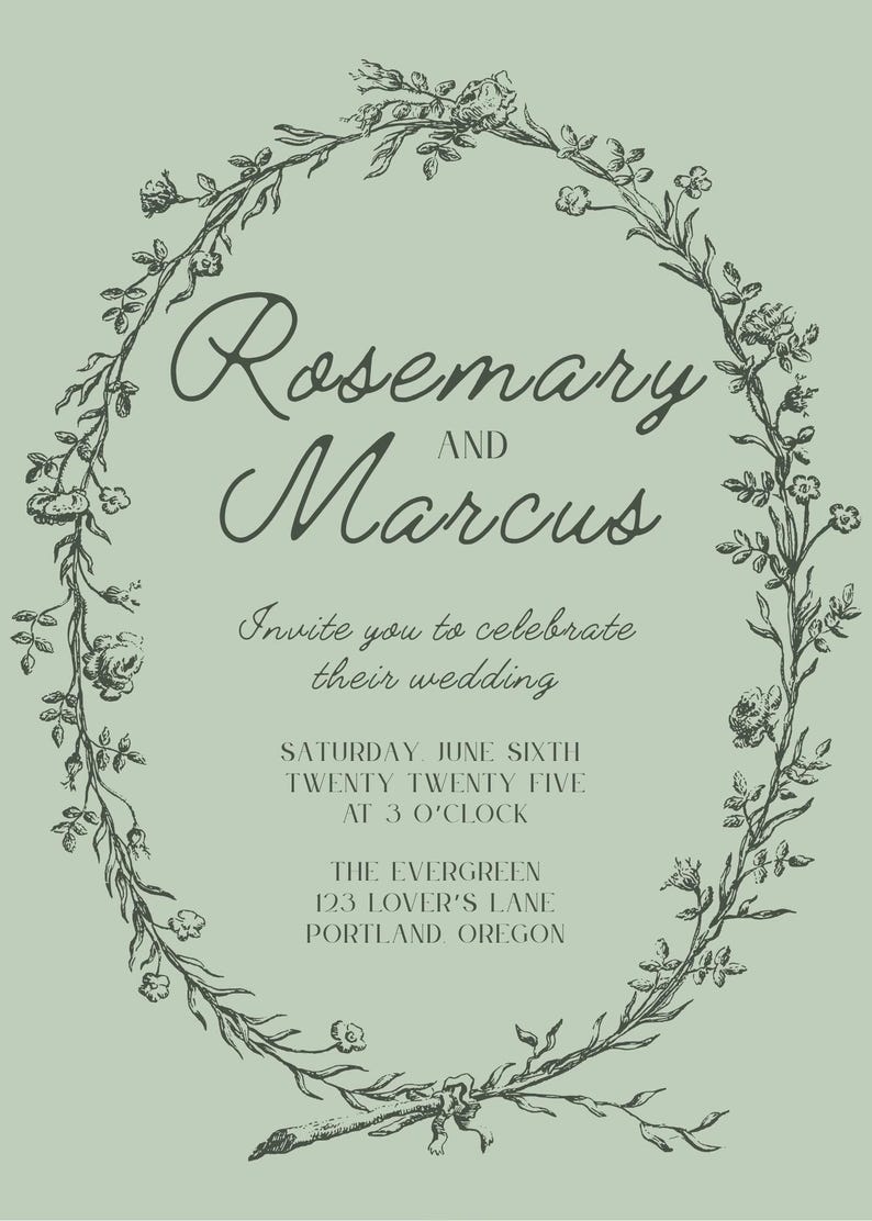 Sage Green Wedding Invitation Suite – Editable Canva Template ...