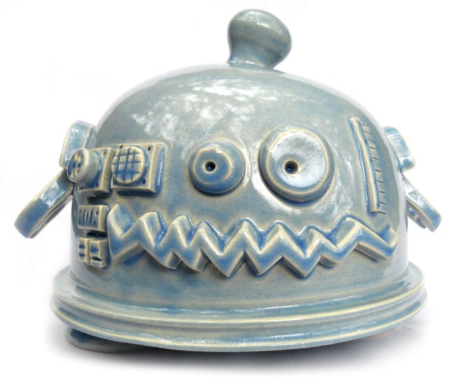 Light Blue Ceramic Robot Coin Bank - Etsy