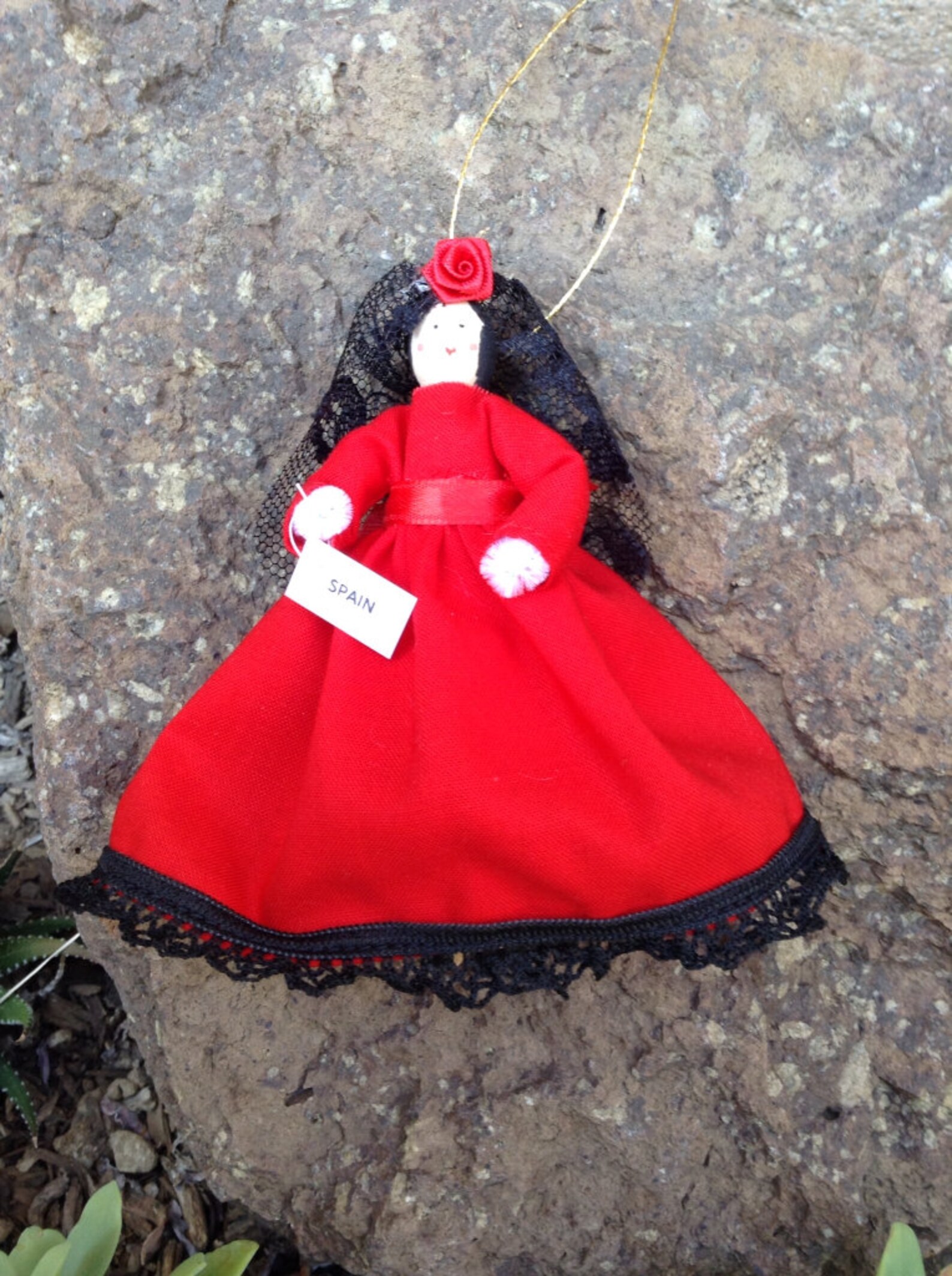 Spain Clothespin Doll Spanish Doll ORNAMENT Red Dress - Etsy