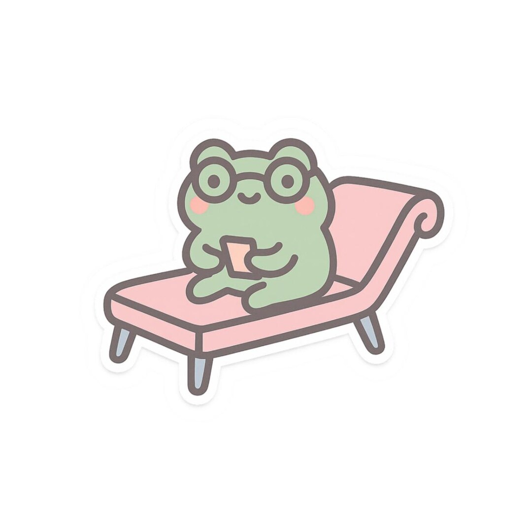 Therapy Frog Sticker | Cute Mental Health Sticker | Funny Self-care ...