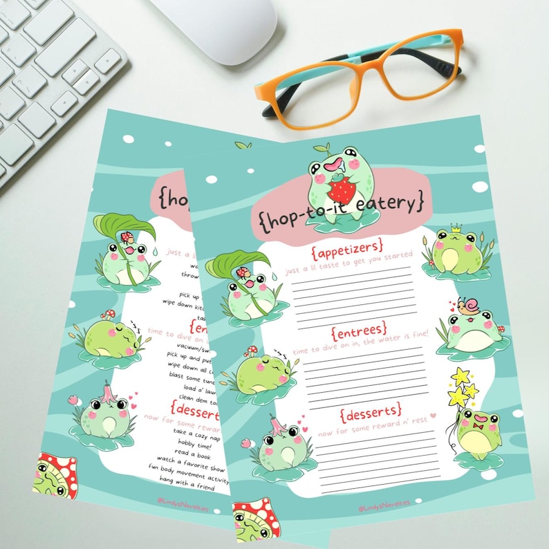 Frog-themed Self Care Chore Chart – Printable PDF for ADHD, Depression ...