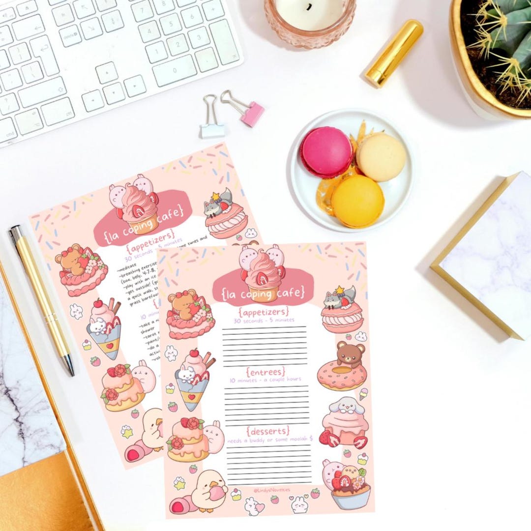 Coping Skills Menu Printable – Kawaii Self-care Café, Mental Health ...