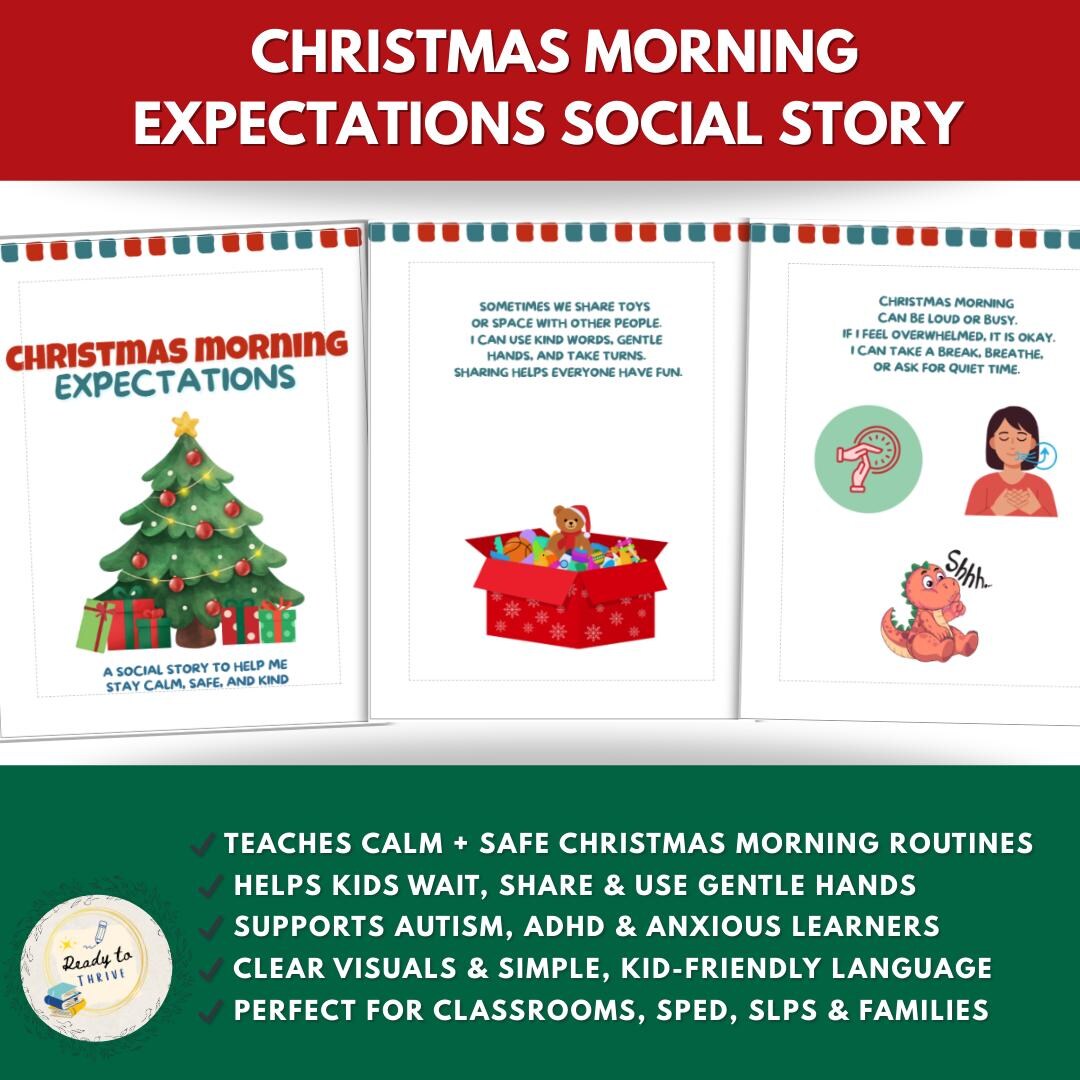 Christmas Morning Social Story for Kids | Holiday Routine Expectations ...