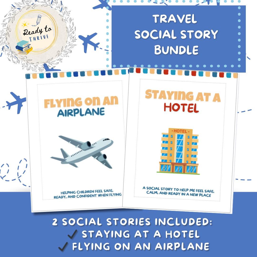 Travel Social Story Bundle | Airplane & Hotel Routines (printable PDF ...