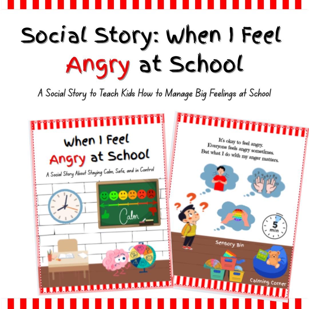 When I Feel Angry at School Social Story | Anger Management for Kids ...