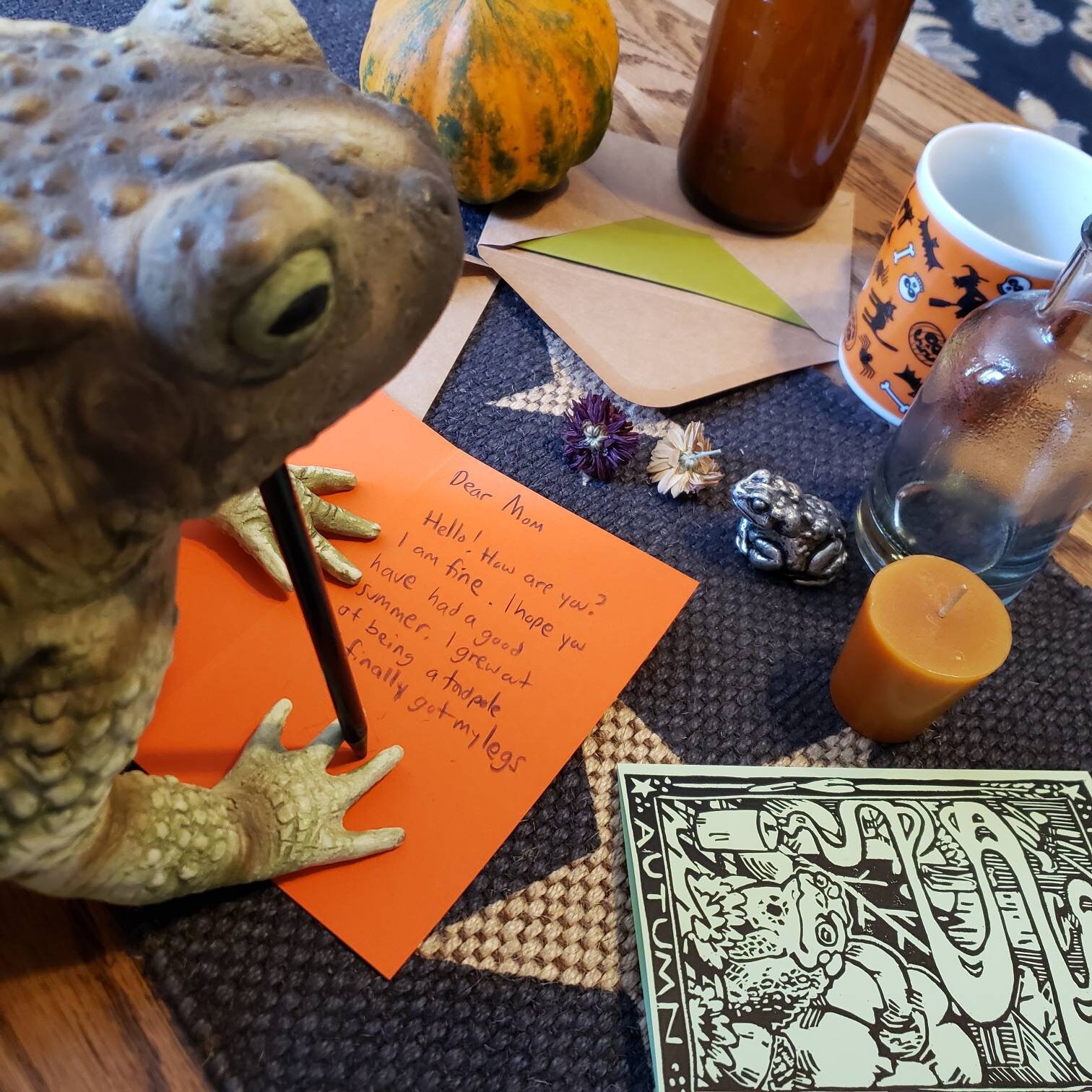 Autumn Toad Pumpkin Block Print Postcard and Card Sets - Etsy