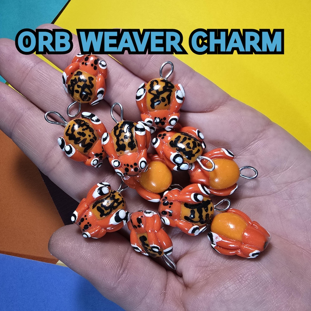 Orange Marbled Orb Weaver Spider Charm - Etsy